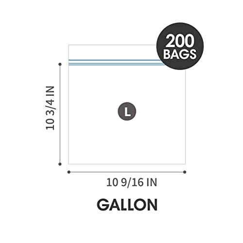 24/7 Bags | Double Zipper Storage Bags, Gallon Size, 200 Count (4 Packs of 50)