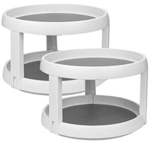 lawei 2 pack 2 tier lazy susans turntable – 10 inch pantry cabinet lazy susan storage turntable rotating spice rack for spices, condiments, baking