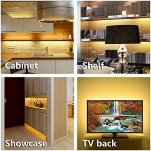 WOBANE Under Cabinet LED Lighting kit, 6 PCS LED Strip Lights with Remote Control Dimmer and Adapter, Dimmable for Kitchen Cabinet,Counter,Shelf,TV Back,Showcase 2700K Warm White,Bright 1500lm,Timing