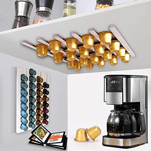 VOREN K Cup Holder| Adhesive Coffee Pod Holder Suitable to be Mounted Vertically or Horizontally on Walls or Under Cabinets | Coffee Pod Storage for Coffee Shop Desktop Office and Kitchen| White