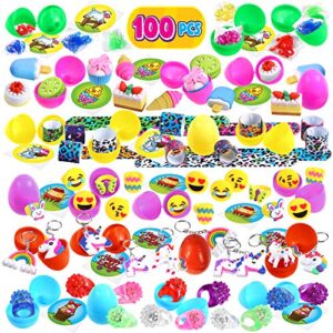 100-pcs easter eggs with toys inside i prefilled easter eggs includes slap bracelets, sticky hands, light up rings & more i plastic easter egg fillers for your easter egg hunt bulk easter party favors