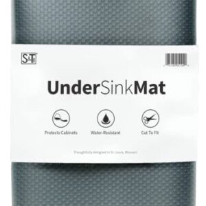 S&T INC. Under Sink Mat, Shelf Liners for Kitchen Cabinets Non Adhesive, Water Resistant and Plastic Kitchen Shelf Liner, Charcoal Grey, 24 in. x 48 in