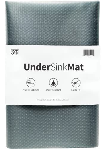 S&T INC. Under Sink Mat, Shelf Liners for Kitchen Cabinets Non Adhesive, Water Resistant and Plastic Kitchen Shelf Liner, Charcoal Grey, 24 in. x 48 in