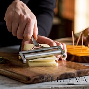 Bellemain Stainless Steel Wire Cheese Slicer - Hand Held Cheese Cutter for Cheddar, Gruyere, Raclette, Mozzarella Cheese Block, Adjustable Cheese Shaver, Thick & Thin Slicer, Cheese Curler (Silver)