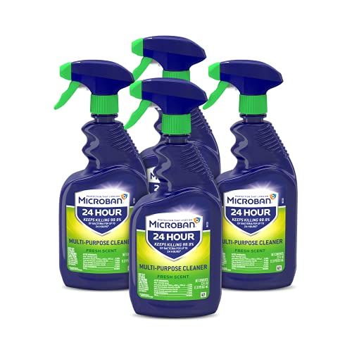 Microban Disinfectant Spray, 24 Hour Sanitizing and Antibacterial Spray, All Purpose Cleaner, Fresh Scent, 22 Fl Oz (Pack of 4)