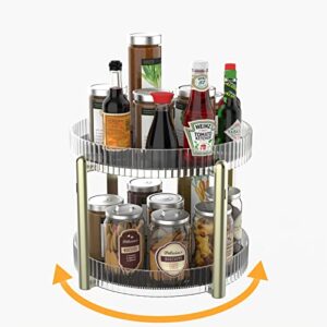 wayifon lazy susan turntable storage organizer, non-skid 2 tier lazy susan 11″ spice rack, 360 degree rotating acrylic cabinet organizer for kitchen cosmetic pantry bathroom