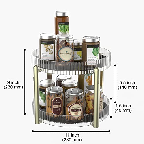 WAYIFON Lazy Susan Turntable Storage Organizer, Non-Skid 2 Tier Lazy Susan 11" Spice Rack, 360 Degree Rotating Acrylic Cabinet Organizer for Kitchen Cosmetic Pantry Bathroom