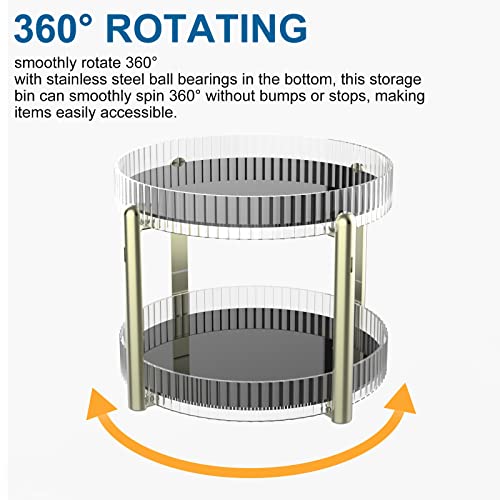 WAYIFON Lazy Susan Turntable Storage Organizer, Non-Skid 2 Tier Lazy Susan 11" Spice Rack, 360 Degree Rotating Acrylic Cabinet Organizer for Kitchen Cosmetic Pantry Bathroom