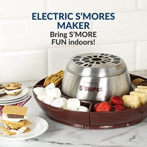 Nostalgia Electric S'mores Maker, Tabletop Indoor Machine with 4 Compartment Trays for Graham Crackers, Chocolate, Marshmallows, 4 Forks, Stainless Steel