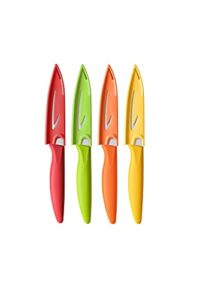 vituer paring knife, 8pcs paring knives (4 knives and 4 knife cover), 4 inch peeling knife, fruit and vegetable knife, ultra sharp kitchen knives, german steel, pp plastic handle