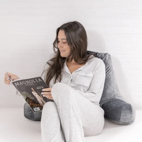 Milliard Reading Pillow with Shredded Memory Foam, Large Adult Backrest with Arms, Back Support for Sitting Up in Bed with Washable Cover (Sit up Pillow)