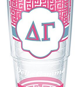 Tervis Sorority - Delta Gamma Geometric Tumbler with Wrap and Fuchsia Lid 24oz, Clear