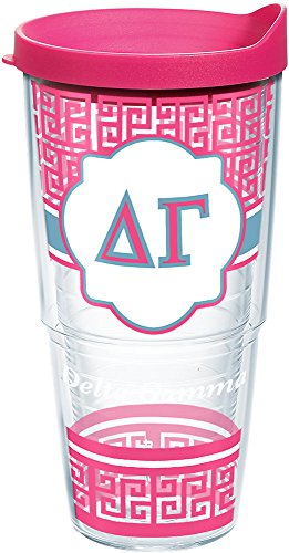 Tervis Sorority - Delta Gamma Geometric Tumbler with Wrap and Fuchsia Lid 24oz, Clear