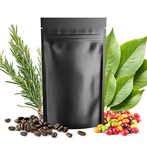 100 Pack 6.5x4" Black Mylar Bags for Food Storage & Dried Herbs - Mylar Bag for Edible Packaging - Multi-Usage Smell Proof Mylar Bags - Resealable Smell Proof Bags - Heat Sealable Bags