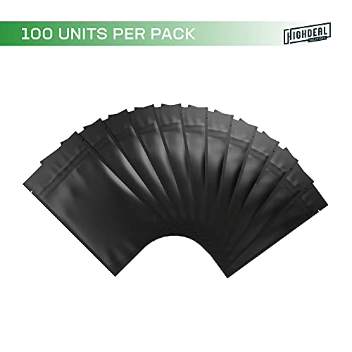 100 Pack 6.5x4" Black Mylar Bags for Food Storage & Dried Herbs - Mylar Bag for Edible Packaging - Multi-Usage Smell Proof Mylar Bags - Resealable Smell Proof Bags - Heat Sealable Bags