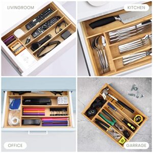 Pristine Bamboo Silverware Organizer– Utensil Organizer for Kitchen Drawers – Small Extra-Deep Wooden Kitchen Drawer Organizer Divider for Spoons Forks Knives cutleries