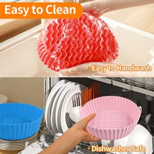 3-Pack Air Fryer Silicone Pot, 8.5 Inch Air Fryer Basket, Food Grade Air Fryer Accessories, Reusable Air Fryer Liner, Replacement of Parchment Liners, No Need to Clean the Air Fryer(For 5QT or Bigger)