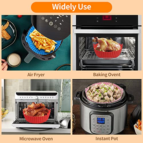 3-Pack Air Fryer Silicone Pot, 8.5 Inch Air Fryer Basket, Food Grade Air Fryer Accessories, Reusable Air Fryer Liner, Replacement of Parchment Liners, No Need to Clean the Air Fryer(For 5QT or Bigger)