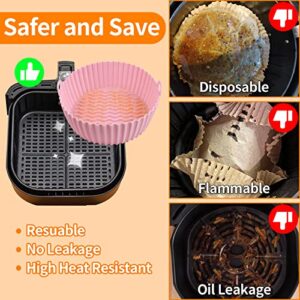 3-Pack Air Fryer Silicone Pot, 8.5 Inch Air Fryer Basket, Food Grade Air Fryer Accessories, Reusable Air Fryer Liner, Replacement of Parchment Liners, No Need to Clean the Air Fryer(For 5QT or Bigger)