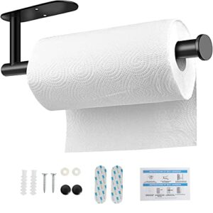 paper towel holder under cabinet 13 inches stainless steel self adhesive paper towel holder wall mount for kitchen, pantry, bathroom, living room (black)