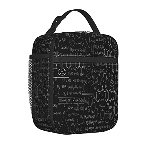 Insulated Lunch Bag For Women Men Abstract Science Chemistry Lunch Box Portable Insulation Tote Bag Leakproof Lunch Cooler for School Work Office Picnic Beach Soft Freezable