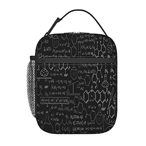 Insulated Lunch Bag For Women Men Abstract Science Chemistry Lunch Box Portable Insulation Tote Bag Leakproof Lunch Cooler for School Work Office Picnic Beach Soft Freezable