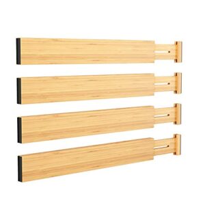 bameos drawer dividers bamboo separators organization expandable organizers for kitchen bedroom bathroom dresser office 4-pack