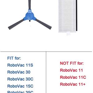 Replacement Parts Compatible with Eufy RoboVac 11S, RoboVac 30, RoboVac 30C, RoboVac 15C,RoboVac 12, RoboVac 35C Accessory Robotic Vacuum Cleaner Filters, Side Brushes,Rolling Brushes