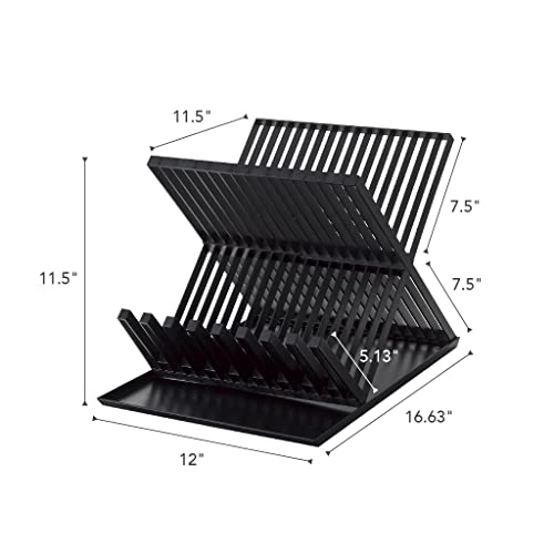 YAMAZAKI home 2608 Dish Drainer-Drying Rack for Kitchen Counters, One Size, Black