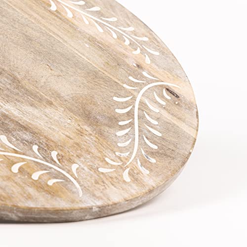 Husq Home | Unique Wooden Lazy Susan with Vine Detail, Rotating Kitchen Organizer, Spinner Display Stand with Carved Detail