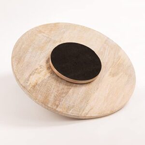 Husq Home | Unique Wooden Lazy Susan with Vine Detail, Rotating Kitchen Organizer, Spinner Display Stand with Carved Detail