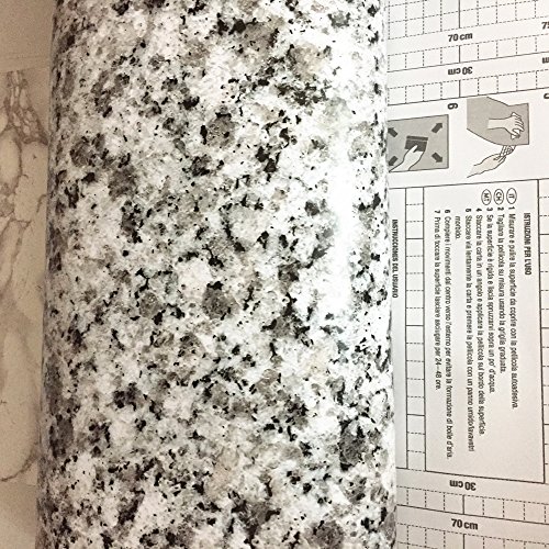 Moyishi Light White Granite Look Marble Gloss Film Vinyl Self Adhesive Counter Top Peel and Stick Wall Decal