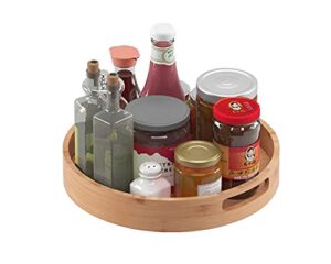 homerays 12 inch lazy susan organizer, kitchen rotating spice rack, bamboo lazy susan with double handles for kitchen cabinet (bamboo, medium)