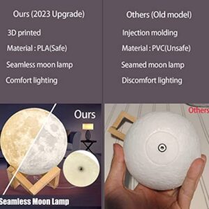 AED Birthday Gifts for Women Gifts for Teenage Girls Boys Girlfriend Anniversary, Moon Lamp 2023 Upgrade with Timer, 3D Printing 16 Colors Wooden Stand & Remote/Touch Control 4.8 inch (Small)