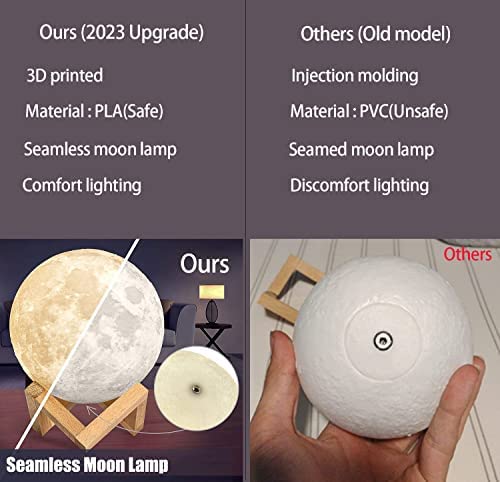 AED Birthday Gifts for Women Gifts for Teenage Girls Boys Girlfriend Anniversary, Moon Lamp 2023 Upgrade with Timer, 3D Printing 16 Colors Wooden Stand & Remote/Touch Control 4.8 inch (Small)