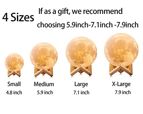 AED Birthday Gifts for Women Gifts for Teenage Girls Boys Girlfriend Anniversary, Moon Lamp 2023 Upgrade with Timer, 3D Printing 16 Colors Wooden Stand & Remote/Touch Control 4.8 inch (Small)