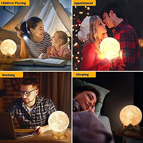 AED Birthday Gifts for Women Gifts for Teenage Girls Boys Girlfriend Anniversary, Moon Lamp 2023 Upgrade with Timer, 3D Printing 16 Colors Wooden Stand & Remote/Touch Control 4.8 inch (Small)