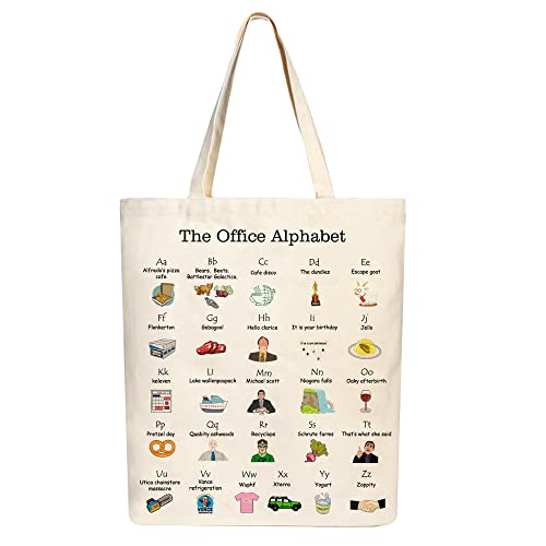 The Office Alphabet Tote Bag The Office TV Show Merchandise Office Fans Kitchen Gifts Office Theme Bags Presents