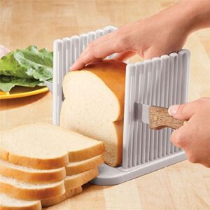 adjustable toast slicer toast cutting guide for homemade bread, plastic bread slicer loaf for slicing bread foldable kitchen baking tools (white)