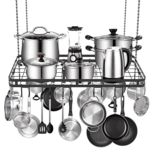 Amtiw 30 Inches Ceiling Pot Rack and Pan Rack for Ceiling with 12 Hooks, Storage Rack Multi-Purpose Organizer for Kitchen Organization, Home, Restaurant, Kitchen Cookware