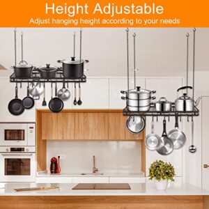 Amtiw 30 Inches Ceiling Pot Rack and Pan Rack for Ceiling with 12 Hooks, Storage Rack Multi-Purpose Organizer for Kitchen Organization, Home, Restaurant, Kitchen Cookware