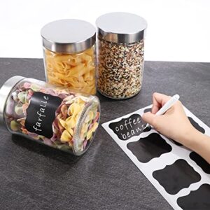 6 Pack 40 oz Clear Glass Jars with Stainless Steel Lids, 1200 ml Empty Storage Canisters , Food Storage Containers for Home Kitchen, Cookie, Candies,Coffee, Flour, Herbs, Grains.