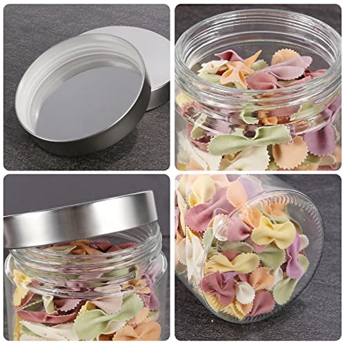 6 Pack 40 oz Clear Glass Jars with Stainless Steel Lids, 1200 ml Empty Storage Canisters , Food Storage Containers for Home Kitchen, Cookie, Candies,Coffee, Flour, Herbs, Grains.