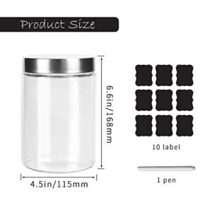 6 Pack 40 oz Clear Glass Jars with Stainless Steel Lids, 1200 ml Empty Storage Canisters , Food Storage Containers for Home Kitchen, Cookie, Candies,Coffee, Flour, Herbs, Grains.