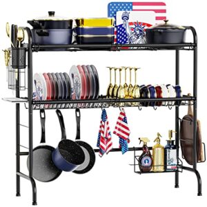 gslife over the sink dish drying rack stainless steel 2 tier dish rack above kitchen sink shelf durable dish drainer, black