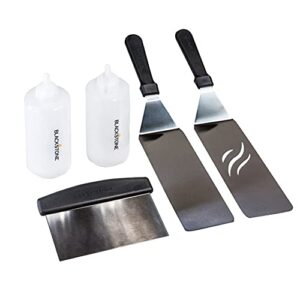 blackstone 1542 flat top griddle professional grade accessory tool kit (5 pieces) 16 oz bottle, two spatulas, chopper/scraper and one cookbook-perfect for cooking indoor or outdoor, multicolor