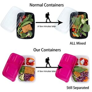 DOURA Meal Prep Containers 3 Compartment Food Storage Reusable Plastic Bento Microwavable Lunch Boxes with Lids BPA-Free 10-Pack,Stackable Dishwasher & Freezer Safe,Portion Control,32oz