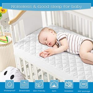 GRT 2 Pack Waterproof Crib Mattress Protector, Quilted Baby Mattress Cover Fitted Deep Pocket from 4" up to 9", Extra Soft Breathable & Noiseless Toddler Mattress Pad 52"x28", White