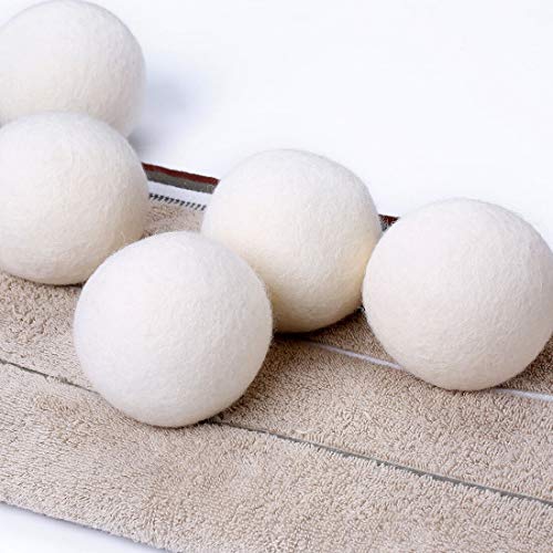 Wool Dryer Balls 6 Pack XL, 3" Genuine New Zealand Wool to Core, 100% Organic Fabric Softener Alternative, Baby Safe & Chemical Free, Reduce Wrinkles & Shorten Drying Time by LEVIBASIC (White-6pcs)