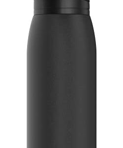 Hydrapeak Flow 32oz Insulated Water Bottle with Straw Lid | Double Wall Vacuum Insulated Stainless Steel Water Bottles, BPA-Free and Leak-Proof, Wide Mouth Flask with Bite Straw and Handle (Black)